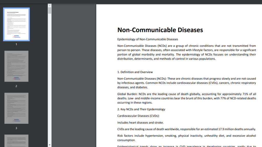 Non-Communicable Diseases Notes - Kenya Med Exams